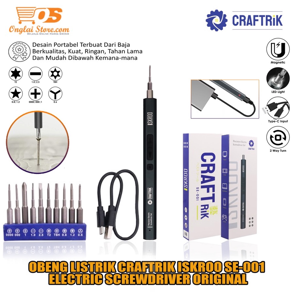 Jual Obeng Listrik Craftrik Iskroo SE-001 Cordless Electric Screwdriver ...