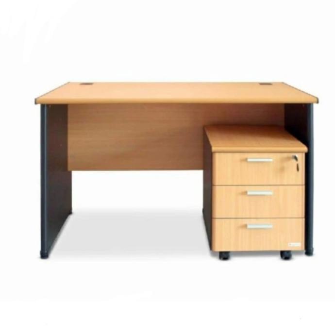 Jual Meja Kerja Meja Kantor High Point Komplit Laci Dorong Warna Beech ...