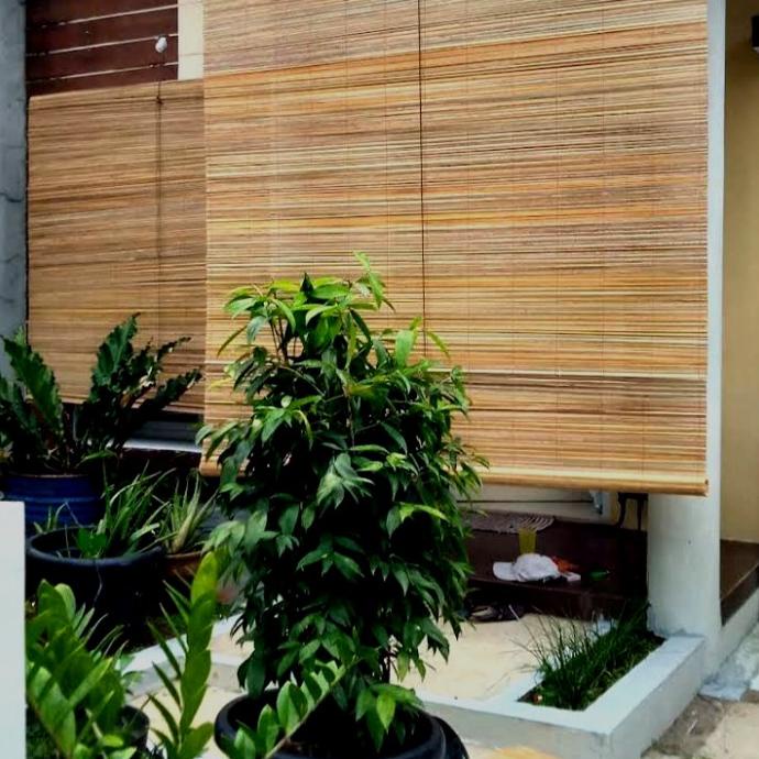 Jual tiray krey kerei bambu sawit outdoor ukuran 2x2m plus kerekan | Shopee Indonesia