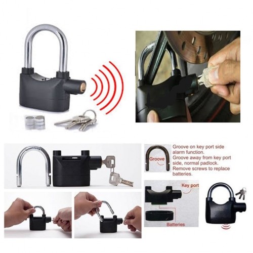 Jual Gembok Alarm Kunci Gerbang Pintu Rumah Rantai Anti Maling Alarm ...