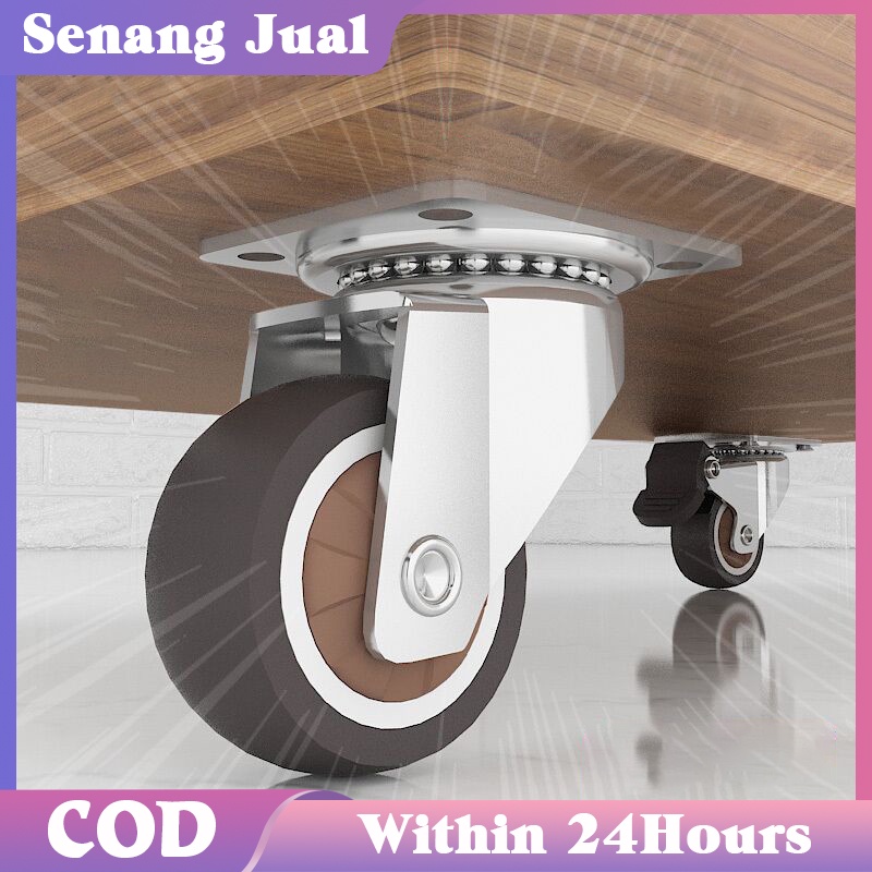 Jual Roda Troli 3 Inch 1 Set 2 Hidup Rem + 2 Mati Roda Etalase Karet ...