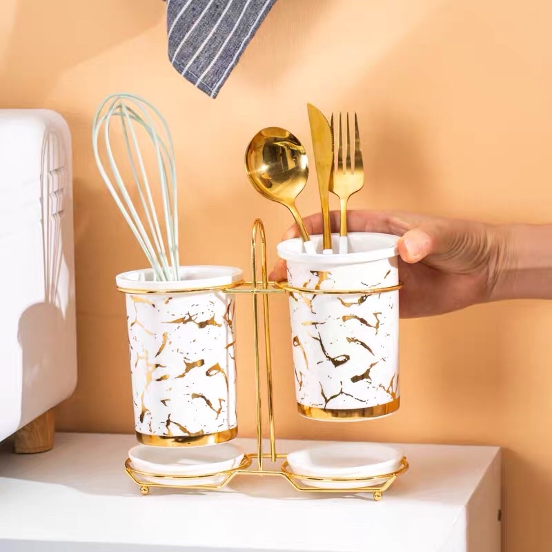 Jual Tempat Sendok Keramik marble set stainless steel | Shopee Indonesia
