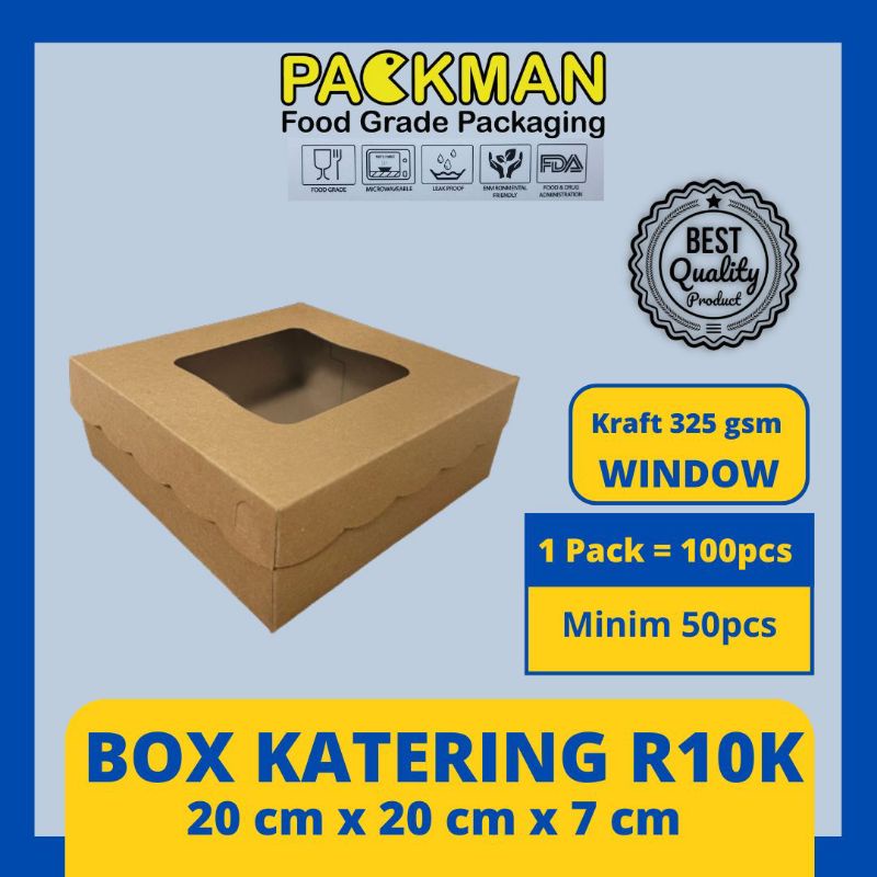 Jual BOX KATERING KRAFT R10K WINDOW / DUS NASI 20X20 / KOTAK MAKANANAN ...