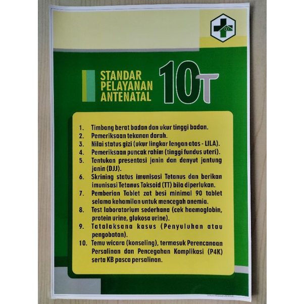 Jual Poster Standar Pelayanan Antenatal 10T Kode 62 | Shopee Indonesia