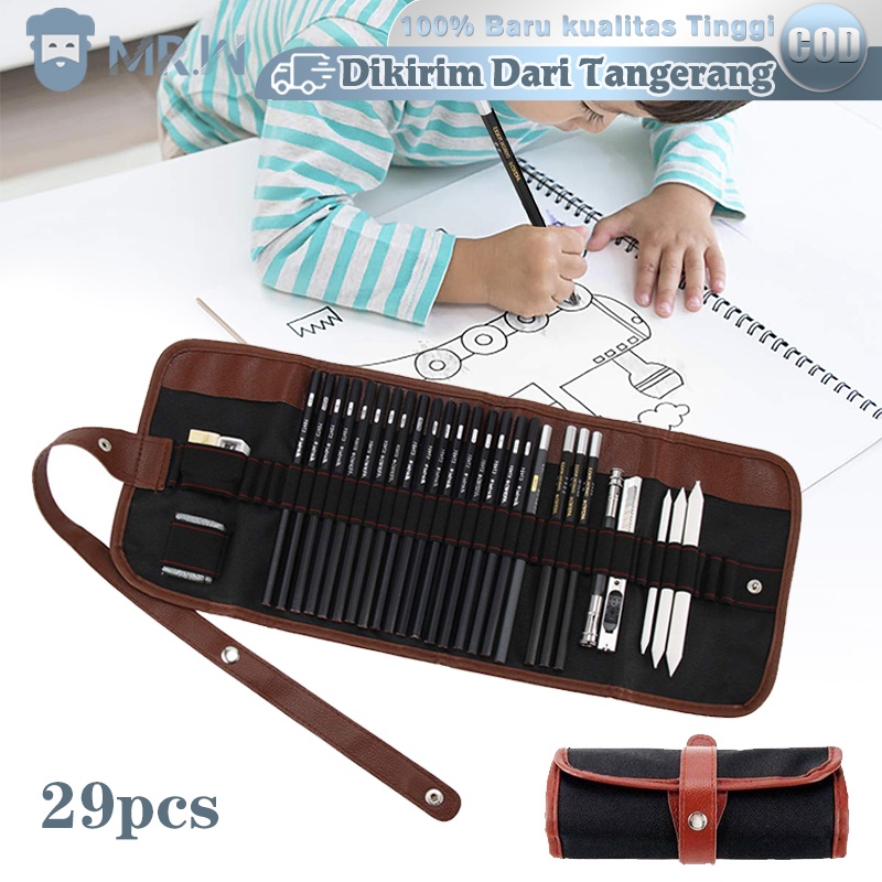 Jual 29pcs/Set Pensil Gambar Sketsa/Sketch Pencil Set/Drawing Pencil Set Dan Pisau Penghapus ...