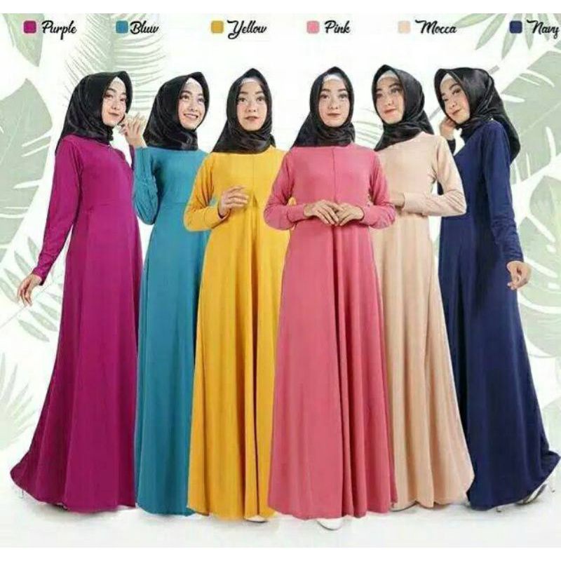 Jual Fashion Dress Gamis JERSEY POLOS XL premium jumbo saku busui 1kg ...