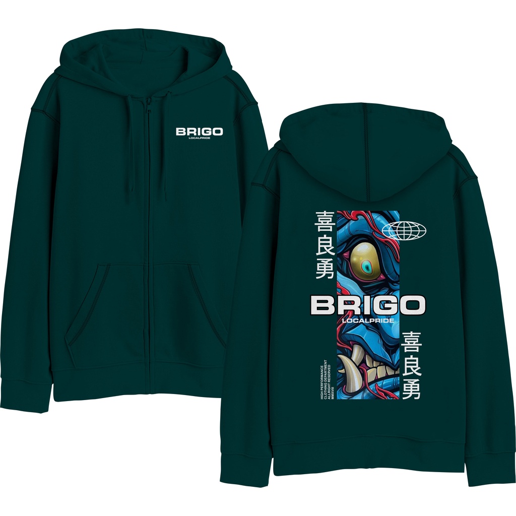 Jual Sweater Hoodie Resleting BRIGO ONI Sablon DTF Fleece Cotton II ...