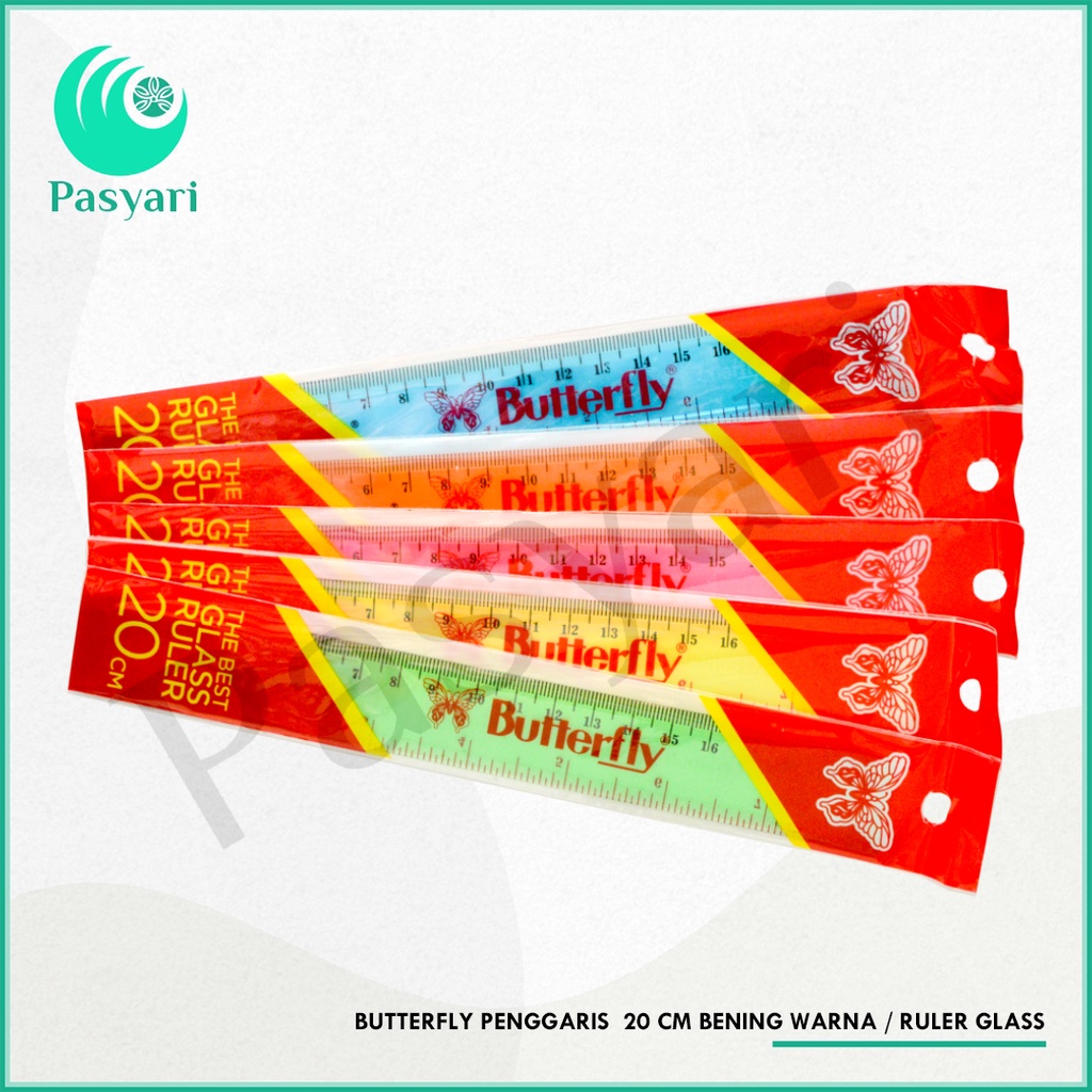 Jual Butterfly Penggaris 20 Cm Bening Warna / Ruler Glass | Shopee ...