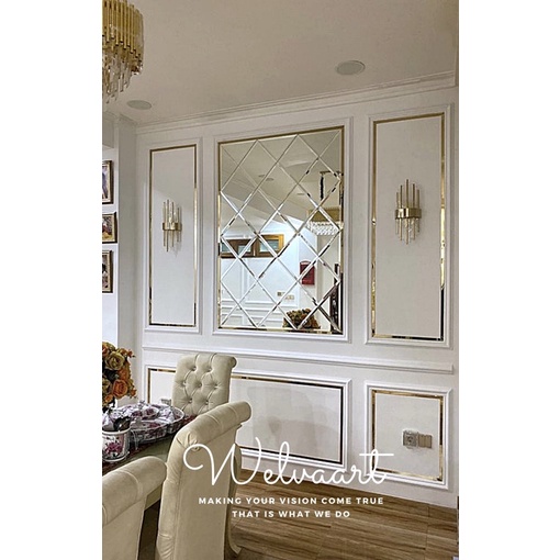 Jual Wallmoulding List plate strip mirror gold (material & jasa pasang ...