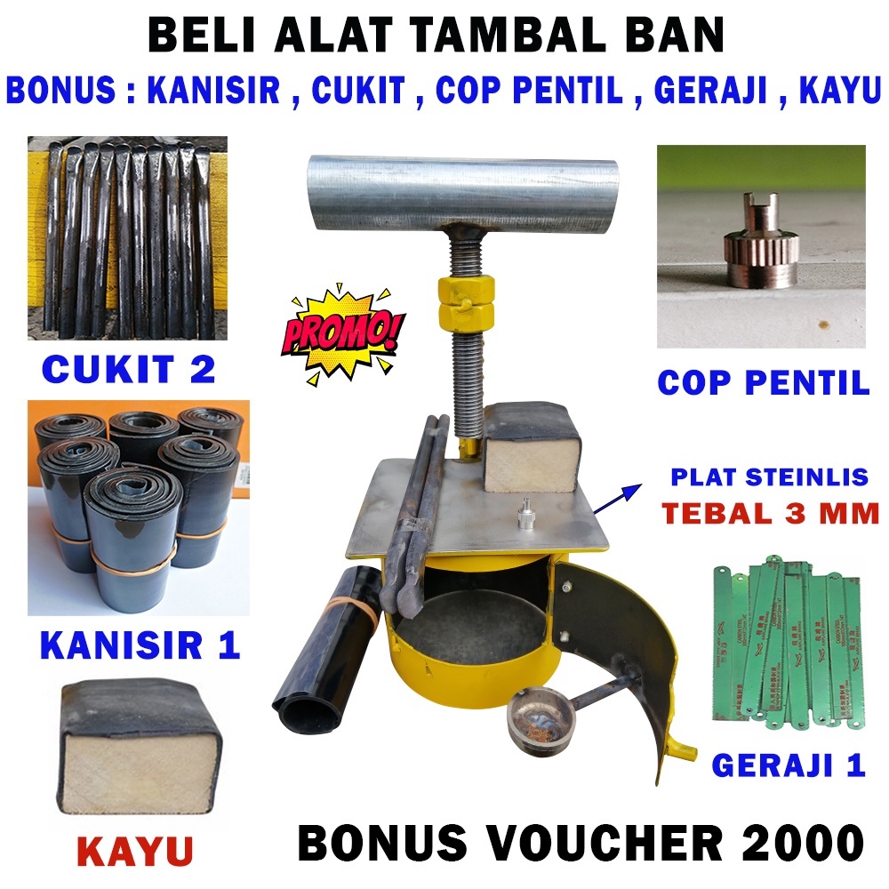 Jual alat tambal ban terlaris,plat stenlis tebal 3mm , lengkap tinggal ...