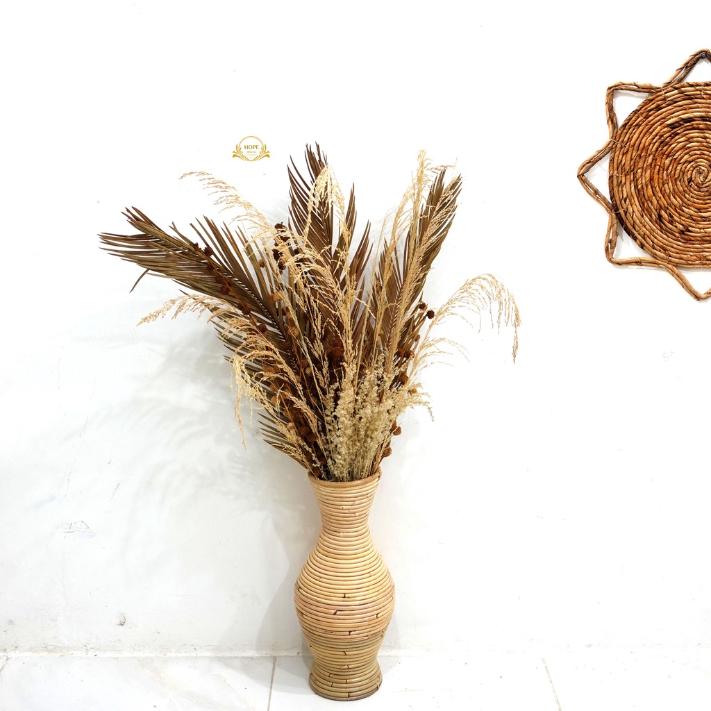 Jual Paket Bunga dan Vas Guci 40cm Rustic | Shopee Indonesia