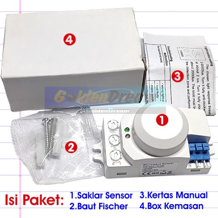 Jual Saklar Sensor Gerak Microwave Radar Switch 220v 12v 5.8Ghz Motion ...