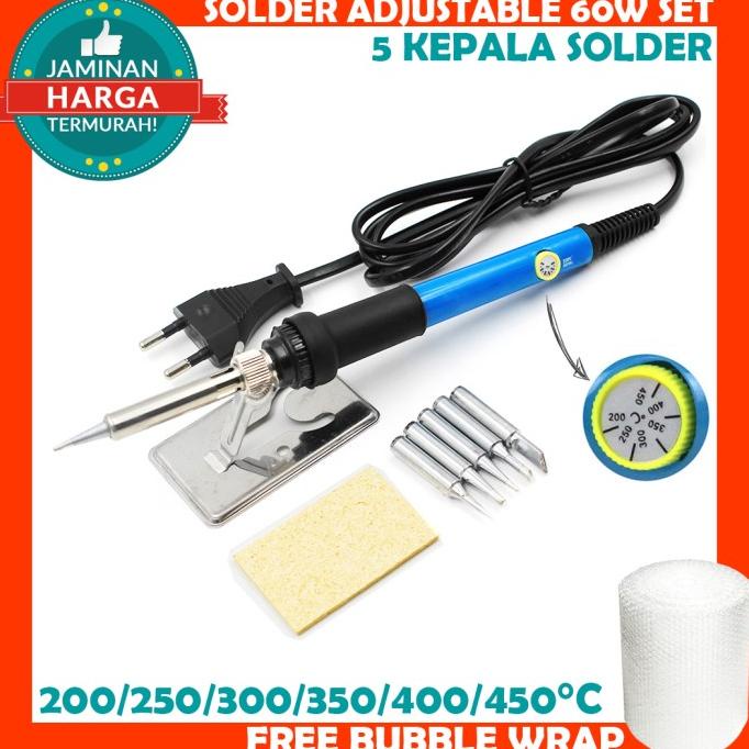 Jual LAS / SOLDER IRON ADJUSTABLE TEMPERATURE 60W SET NON COD | Shopee Indonesia
