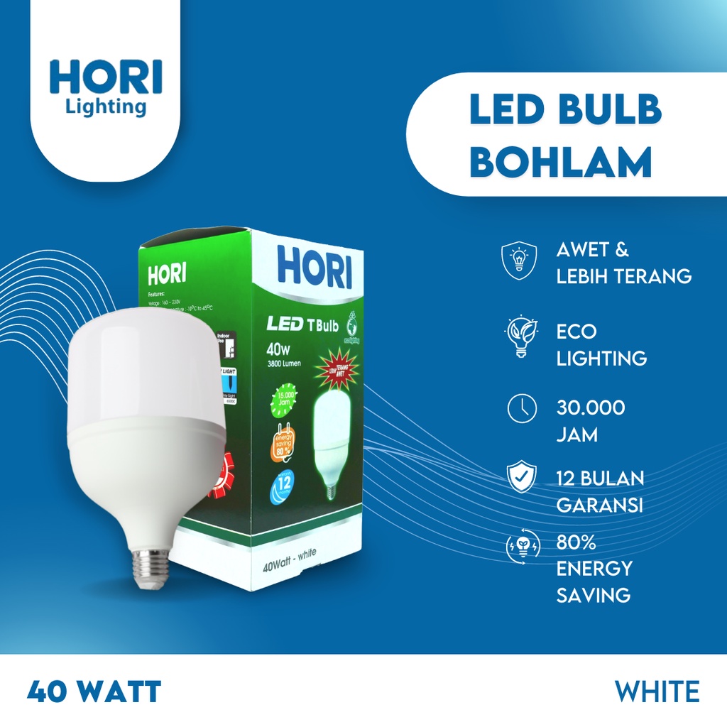 Jual HORI LIGHTING LED T BULB 40 Watt - White | Shopee Indonesia