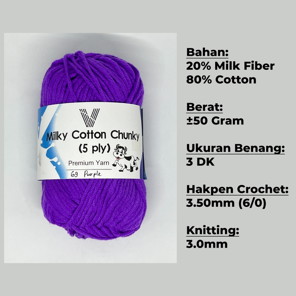 Jual Benang Rajut Milk Cotton 5 ply / Katun Susu Yarn 5ply (50gr) Import | Shopee Indonesia