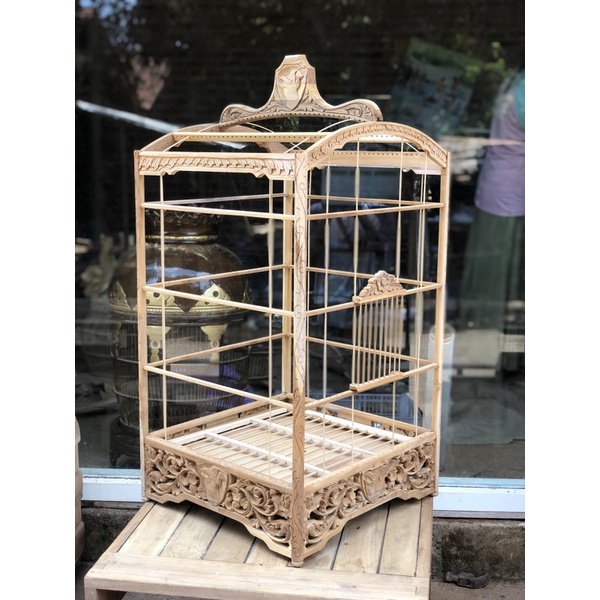Jual sangkar kenari ukir kayu jati | Shopee Indonesia