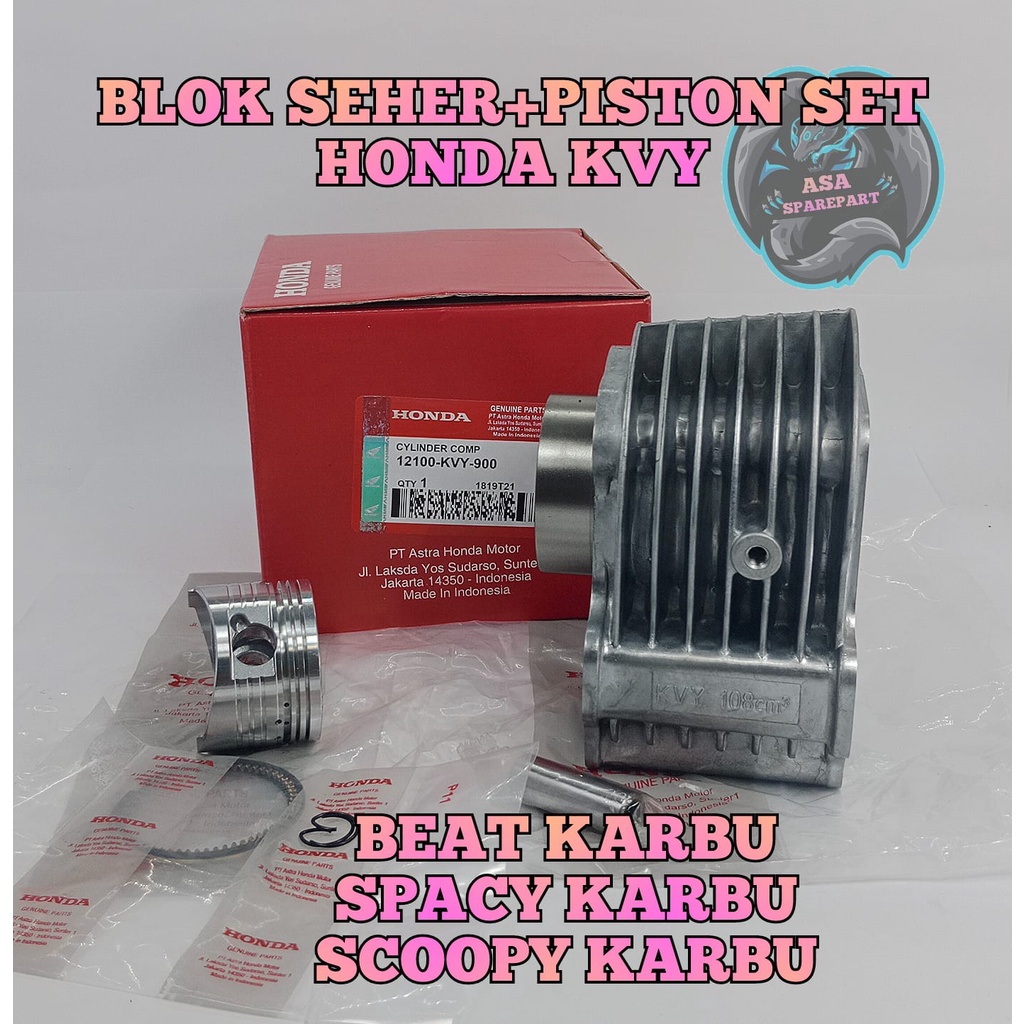Jual BLOK + SEHER SET KVY Motor Honda BEAT KARBU , SPACY Carbu , SCOOPY Karburator BLOCK Piston ...