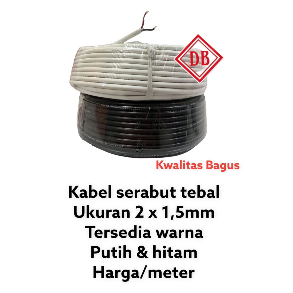 Jual KABEL 2 X1,5mm SERABUT KUNINGAN TEBAL/KABEL LISTRIK METERAN/KABEL ...