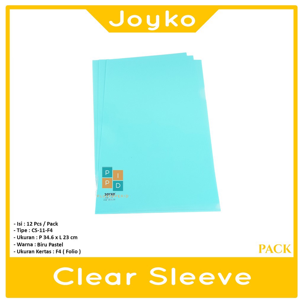 Jual JOYKO - Clear Sleeves Map L Plastik Bening CS-11-F4 Biru Pastel ...