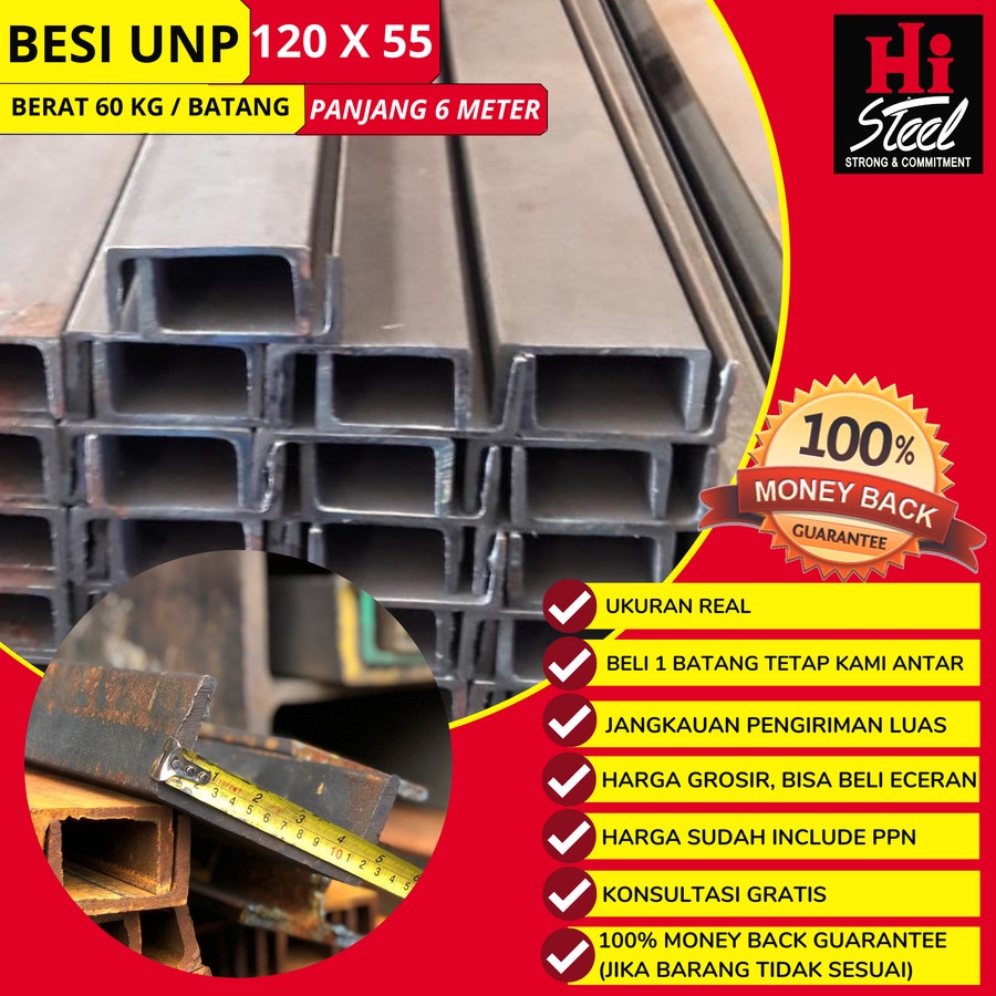 Jual Besi UNP 120 X 55 X 3.8mm X 6m | Shopee Indonesia