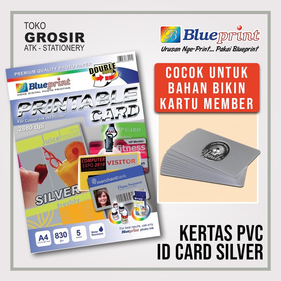 Jual ID Card Bahan GOLD SILVER Cetak id card sendiri Printable Card ...