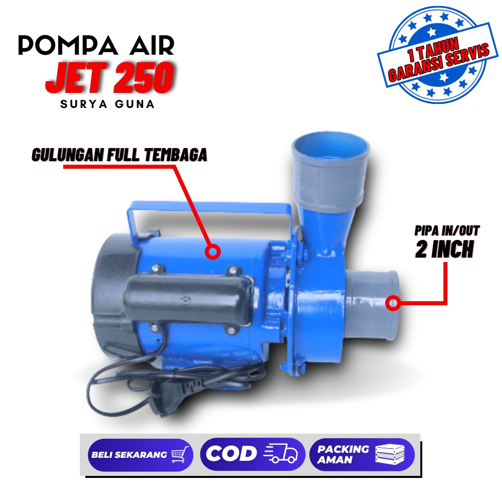 Jual Harga Pompa Air Listrik 2 Dim JET 250 SuryaGuna | Shopee Indonesia