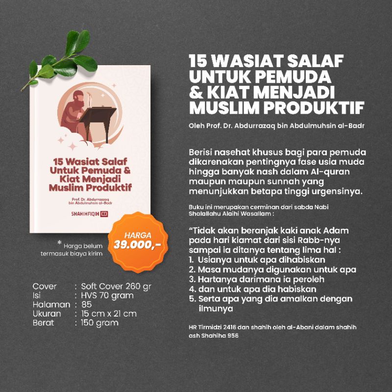 Jual 15 Wasiat Salaf untuk Pemudan dan Kiat Menjadi Muslim Produktif ...