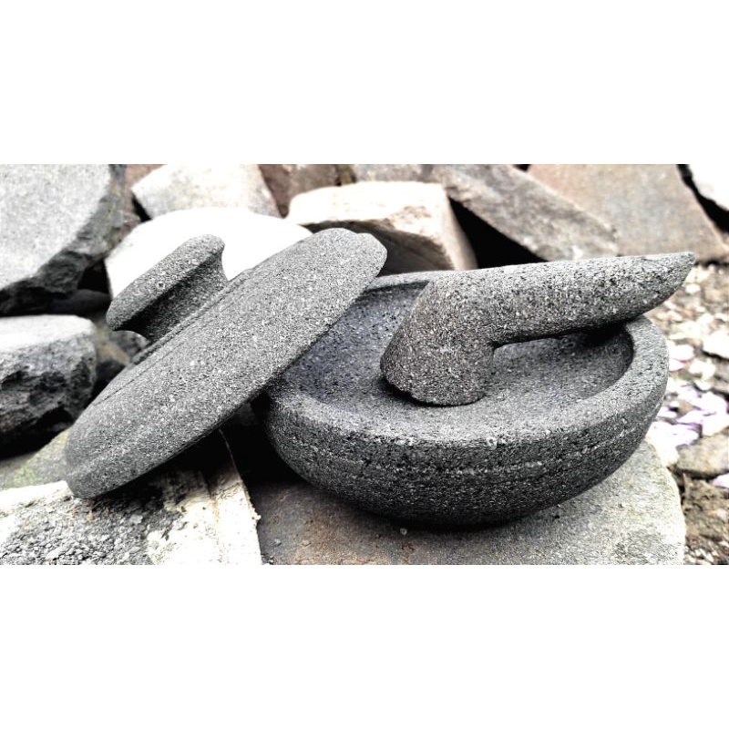 Jual Cobek Mukun/Coet Tutup Asli Batu Ukuran 16cm Free Packing Kayu ...