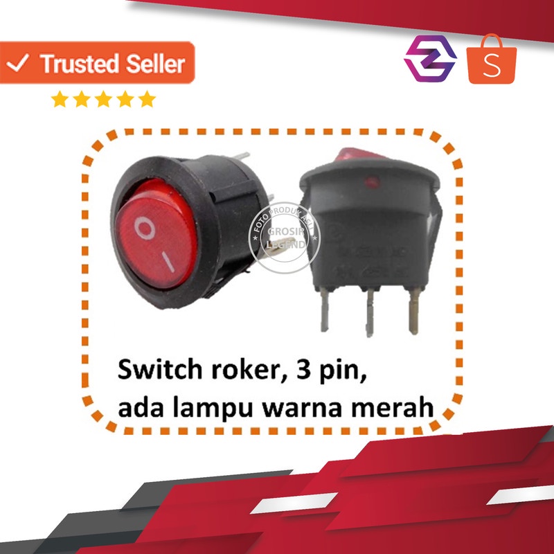 Jual Push button on off 3 pin roker switch bulat plus lampu | Shopee ...