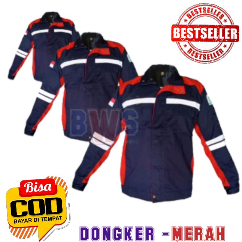 Jual WEARPACK MODEL SEMI JAKET DONGKER KOMBINASI MERAH/KEMEJA SAFETY ...