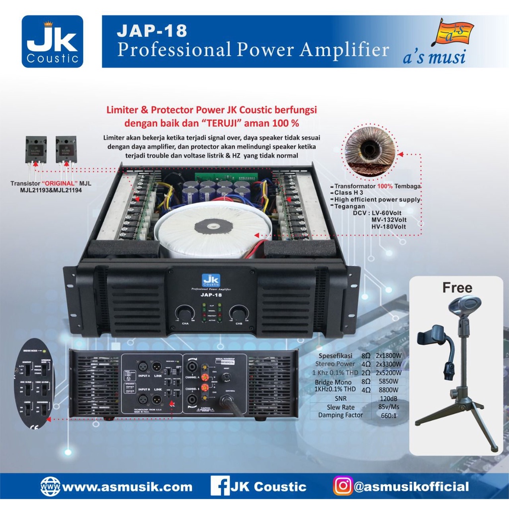 Jual Power JAP 18 JK Coustic Power Amplifier | Shopee Indonesia