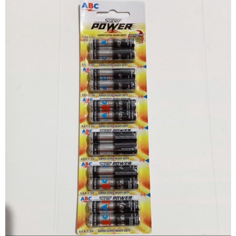 Jual Baterai Battery ABC super power AAA 12pcs | Shopee Indonesia