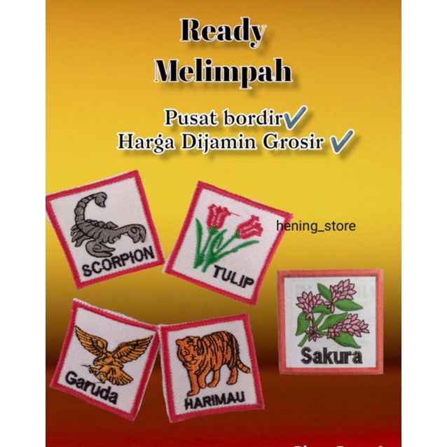 Jual Bed bordir Tanda regu, Baded bunga tulip,sakura, Scorpioon,garuda ...