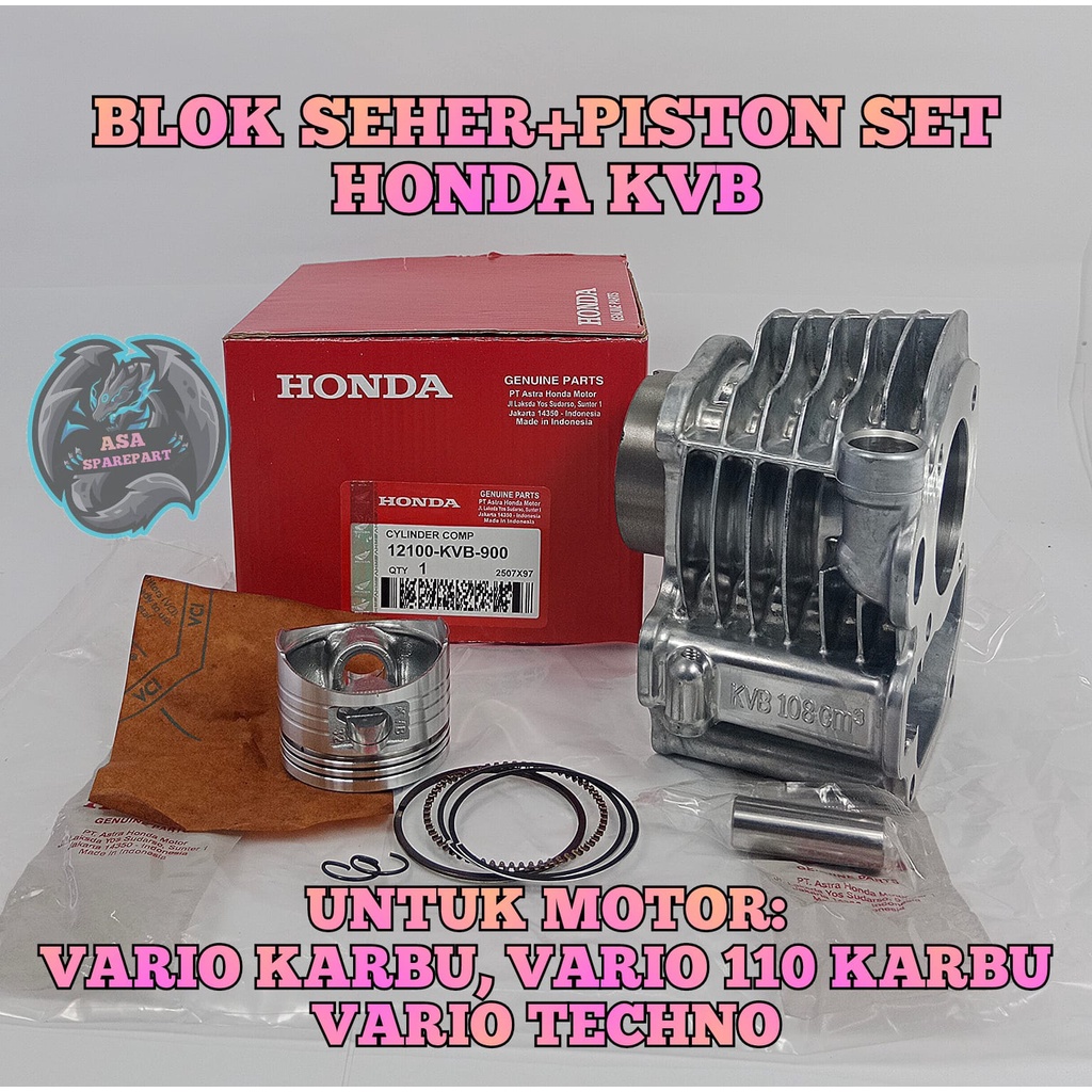 Jual Blok + Seher KVB Motor Honda Vario 110 CW Karbu , Vario Techno 110 Tekno Block Piston Satu ...