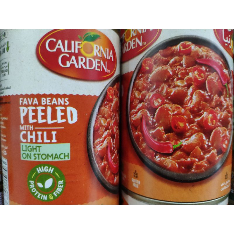 Jual Foul/fava beans peeled with chili (california garden) | Shopee ...