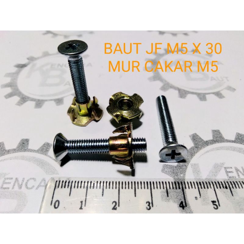 Jual BAUT JF M5 X 30 MM GALVANIS DAN MUR CAKAR / BAUT SPEAKER KUNCI OBENG PLUS | Shopee Indonesia