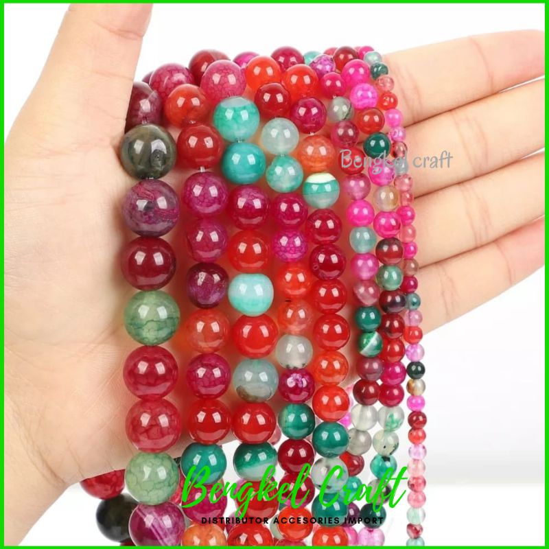 Jual Manik Batu Alam Bulat Water Melon Kuarsa Merah Bunga 4mm 6mm 8mm ...