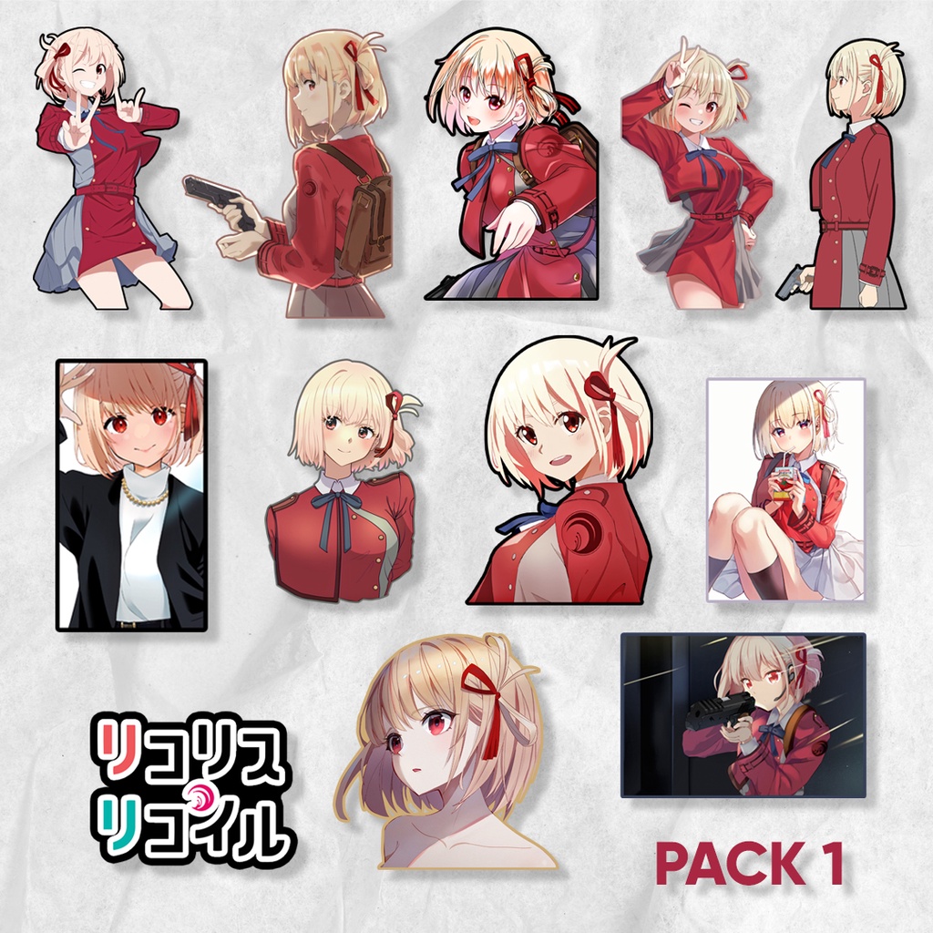 Jual Stiker Pack Chisato Anime Lycoris Recoil / Sticker Waterproof ...