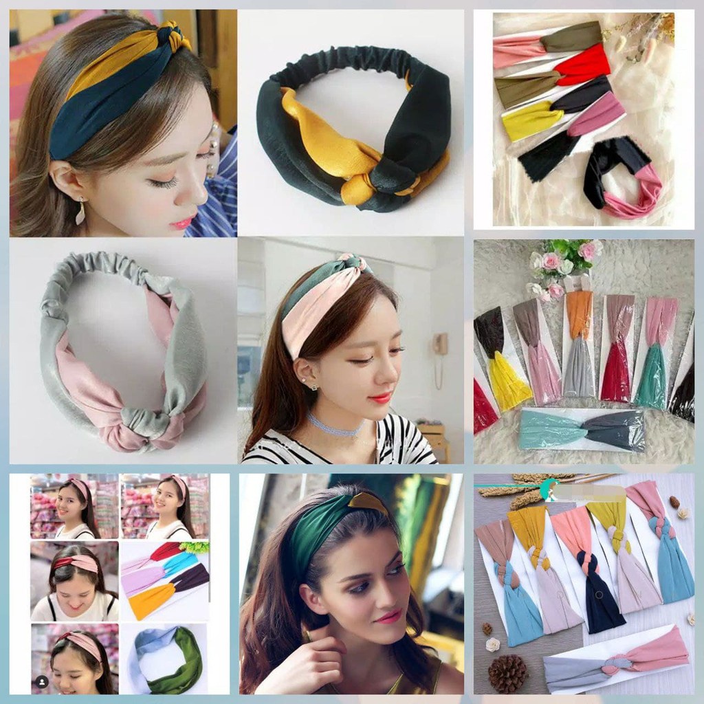 Jual Bando Silang Kain Simpul 2 Warna - Bandana Silang Kekinian - Bando ...