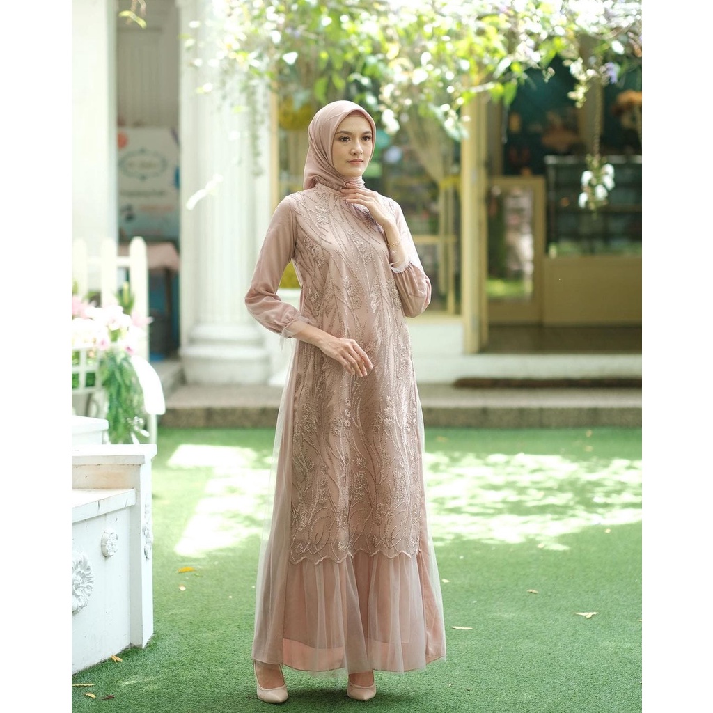 Jual SISILIA - COD | GAMIS MALIKA DRESS BROKAT MAXY KOMBINASI TILE VELVET MUTIARA GAMIS BRUKAT ...