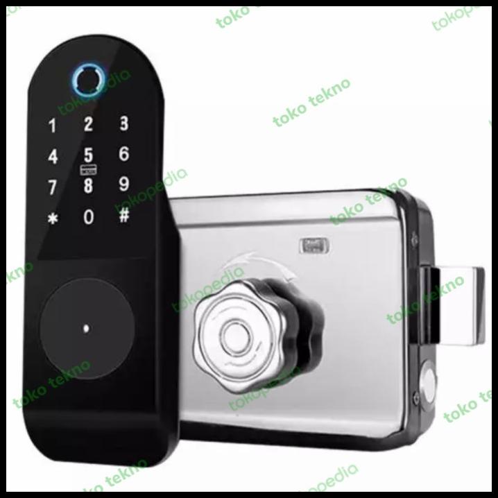 Jual Electric Rim Lock Single Cylinder Ic + Finger + Tuya App Smart ...