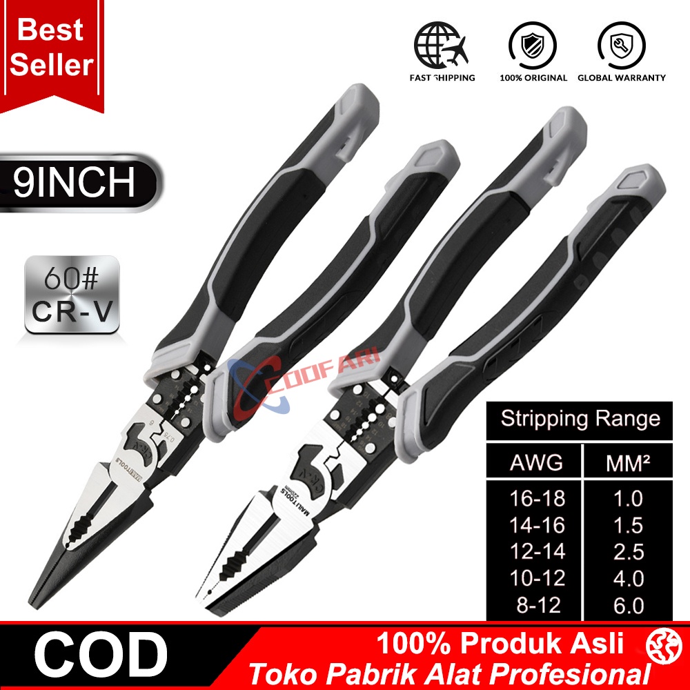 Jual Tang Pemotong Kawat CRV Multifungsi Wire Cutter 9 inch COOFARI ...
