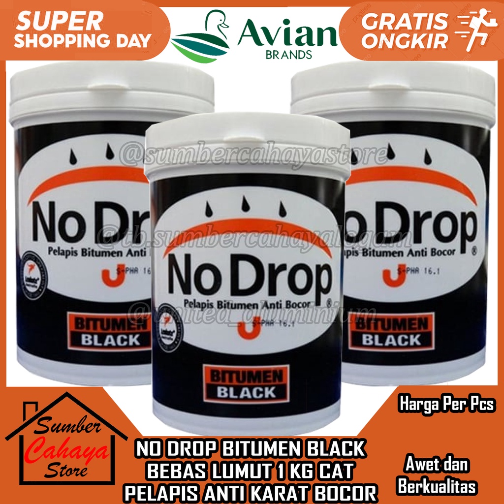 Jual NO DROP BITUMEN BLACK BEBAS LUMUT 4 KG CAT PELAPIS ANTI KARAT ...