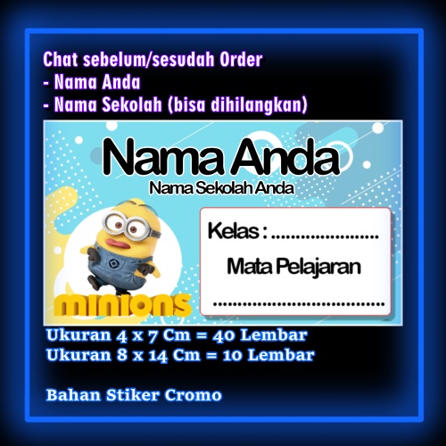 Jual Stiker Label Buku Minion Minions kuning kartun lucu Karakter Lucu ...