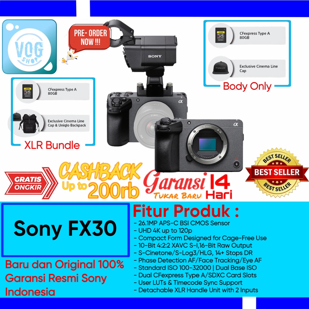 Jual Sony FX30 Digital Cinema Camera - Sony FX 30 Cinema Line Camera - Body Only | Shopee Indonesia