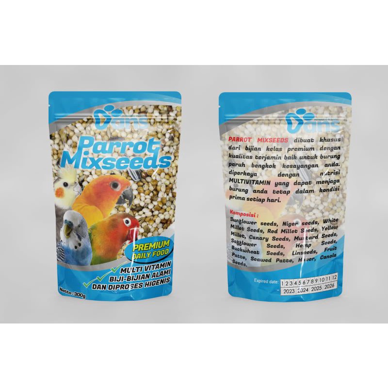 Jual DANS PARROT MIXSEEDS 300g - Makanan Burung Parkit, Lovebird finch ...