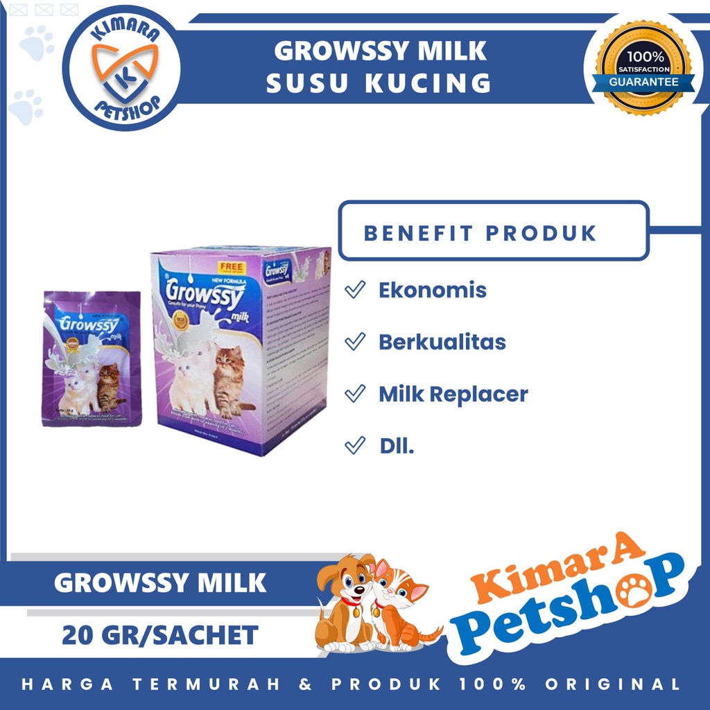 Jual GROWSSY 20 GR 1 SACHET SUSU KUCING BAYI KITTEN BUBUK POUCH CAT ...
