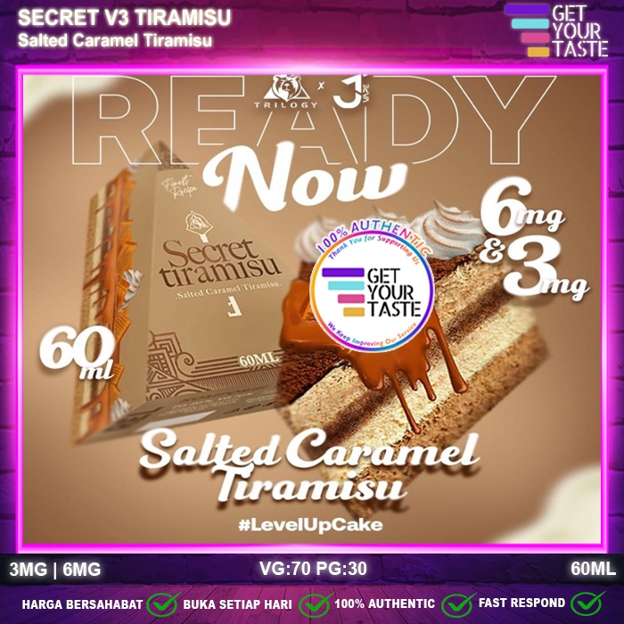 Jual Liquid Secret V3 Salted Caramel Tiramisu 60ML by Trilogy x Jvape | Shopee Indonesia