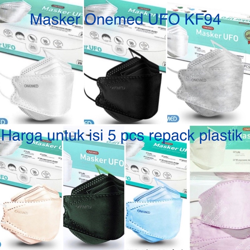 Jual Masker Medis ONEMED UFO KF94 4 ply Earloop isi 5 pcs Warna HIjau ...