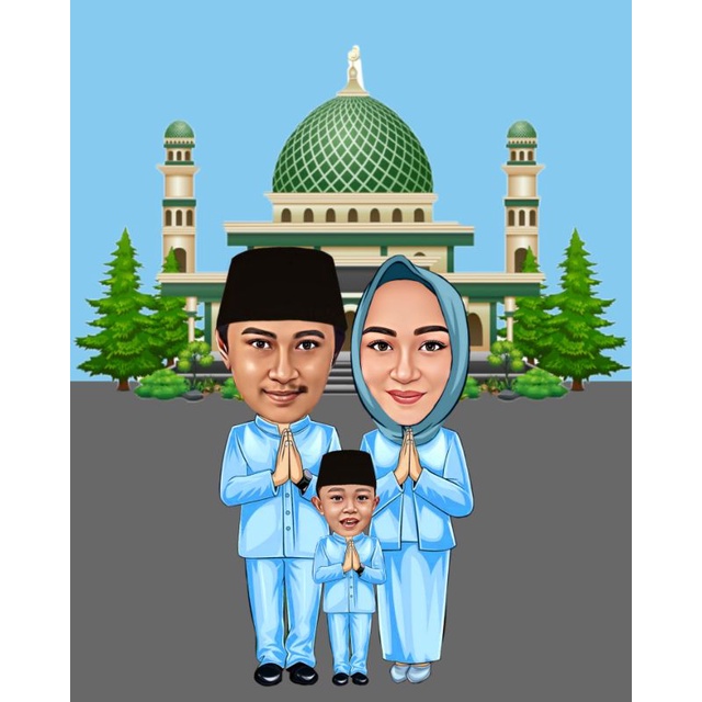 Jual Karikatur Family Karikatur Keluarga Kado Ultah Hadiah Anniversary ...